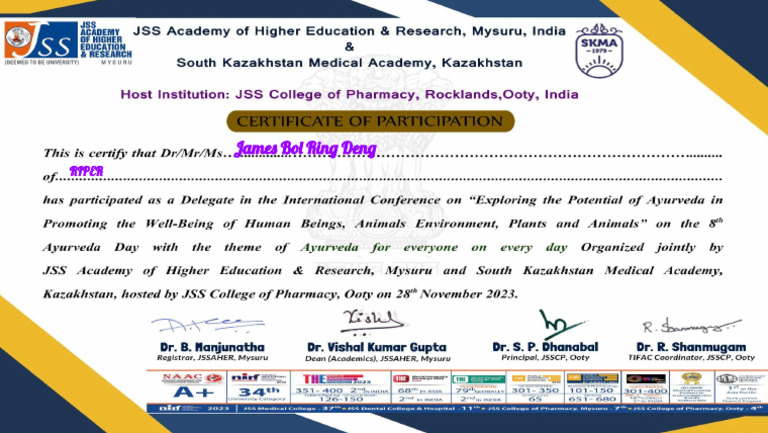 James Bol Ring Deng - Certificate | PDF