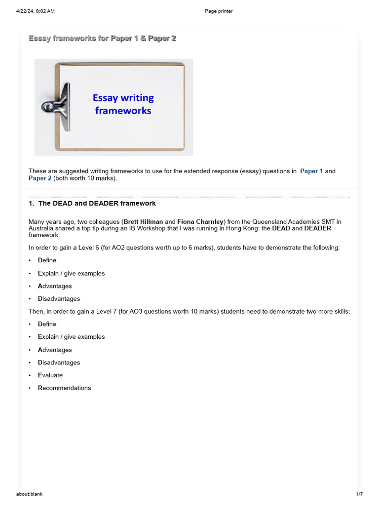 Essay Framework P1 and P2 | PDF | Evaluation | Argument