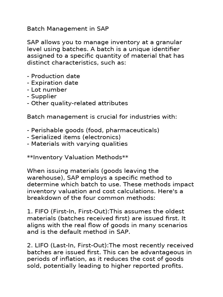 Batch Management in SAP | PDF | Inventory | Business