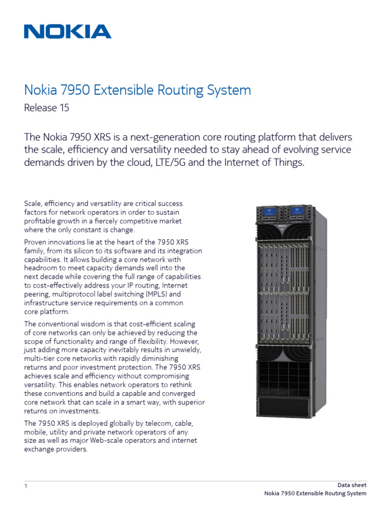 Nokia 7950 XRS R15 | PDF | Multiprotocol Label Switching | Networking