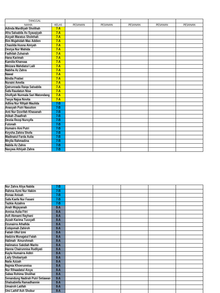 Student Order List by Class | PDF | Home & Garden
