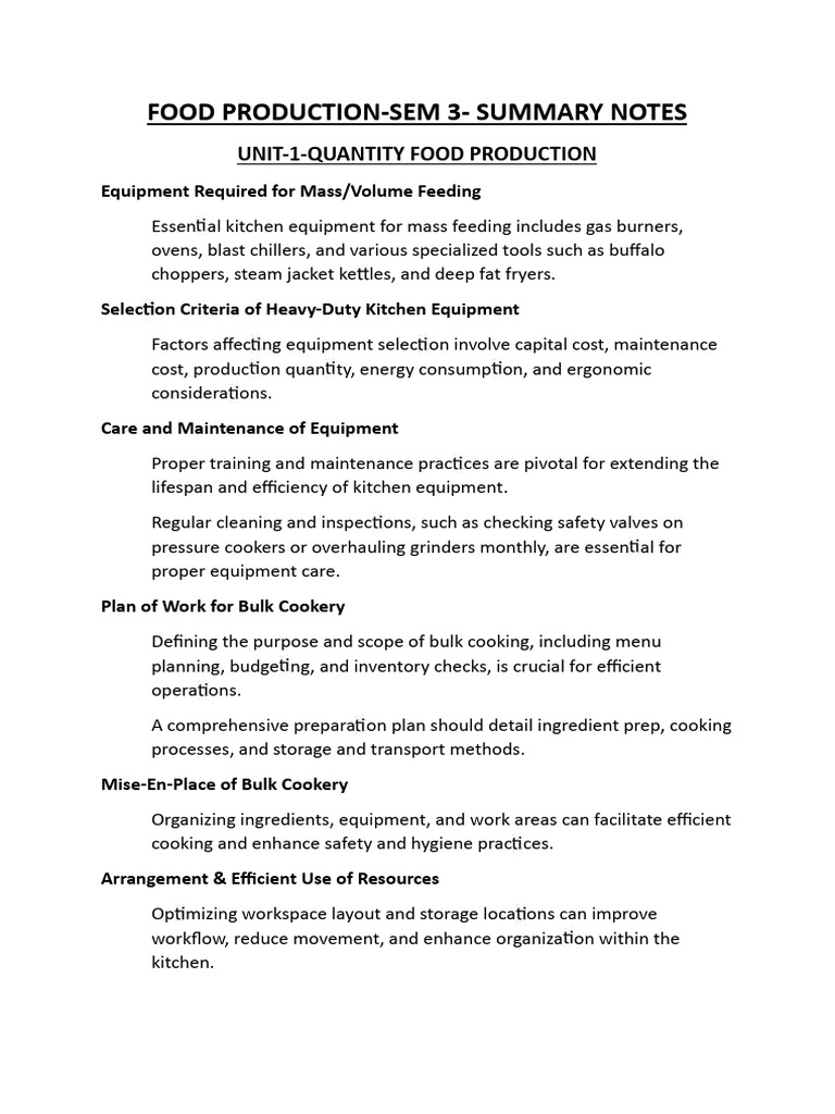 Food Production-Sem3-Summary Notes | PDF | Indian Cuisine | Asian Cuisine