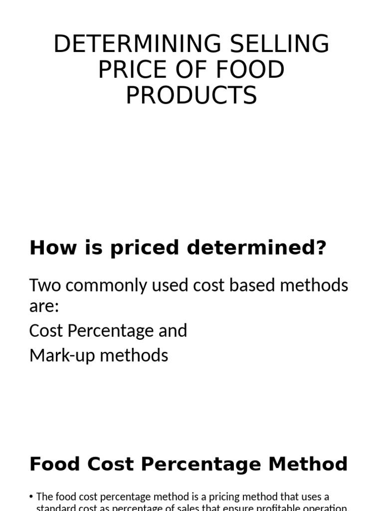 Pricing Strategies for Food Products | PDF | Cost | Prices