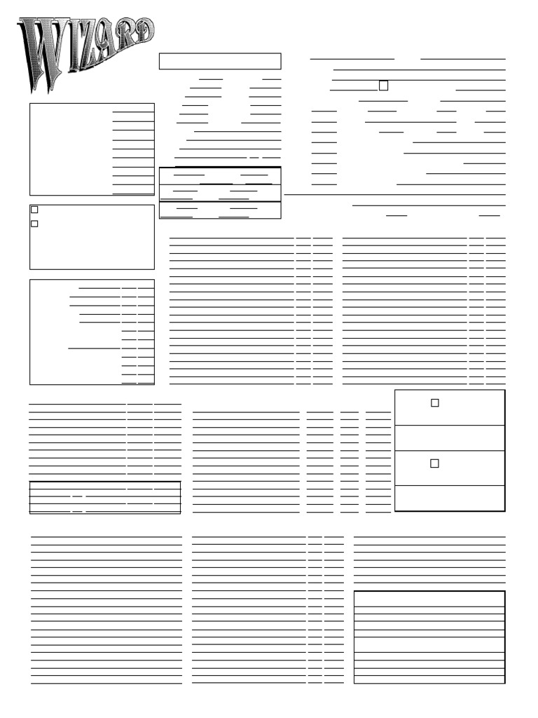 Palladium Fantasy RPG - Character Sheet - Wizard | PDF | Parapsychology | Paranormal