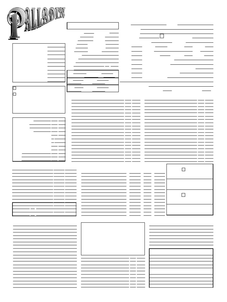 Palladium Fantasy RPG - Character Sheet - Palladin | PDF