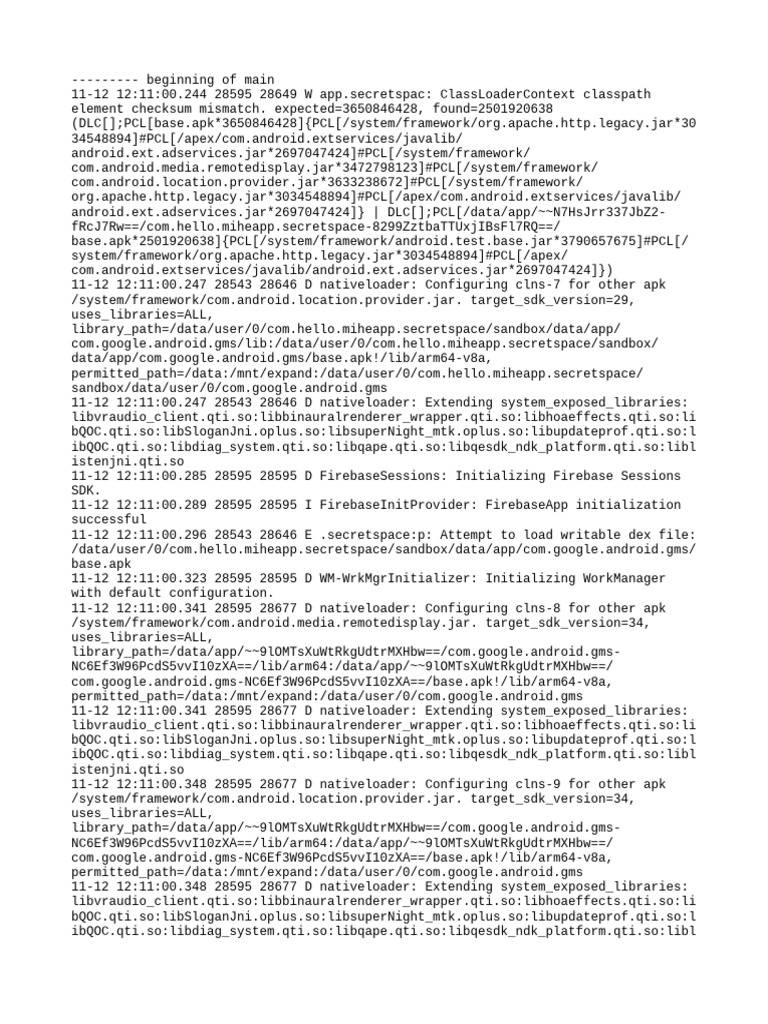 Com - Hello.miheapp - Secretspace Logcat | PDF | Software Engineering | Utility Software