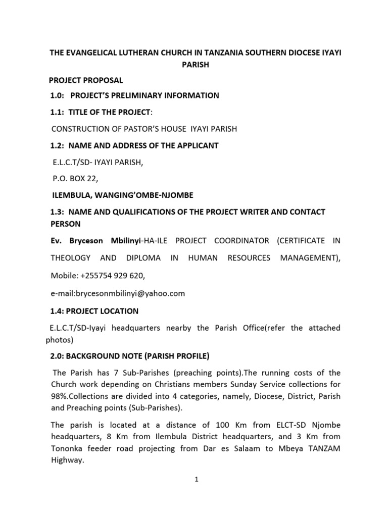 Pastor's House Construction Proposal | PDF | Poverty | Poverty ...