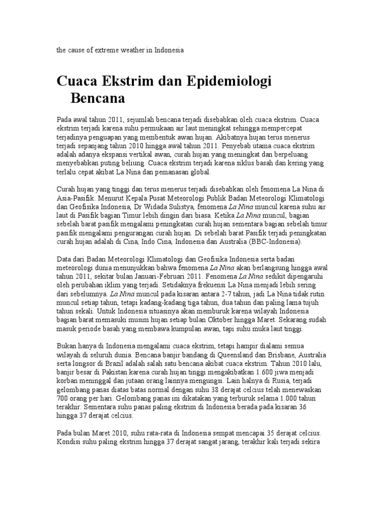 Penyebab Cuaca Ekstrim | PDF
