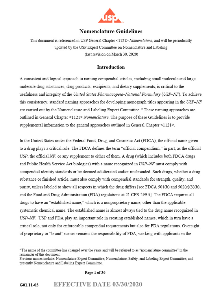 Usp Nomenclature Guidelines | PDF | Topical Medication | Emulsion
