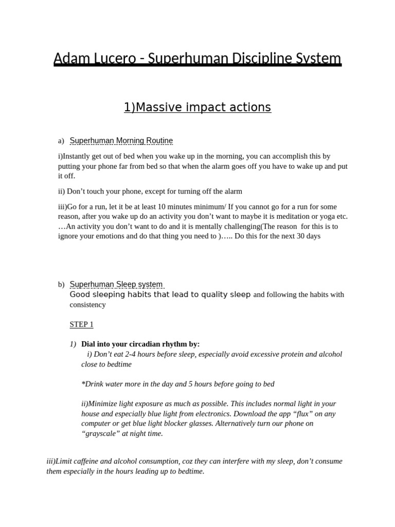 Adam Lucero-Super Human Discipline System | PDF | Sleep | Determinants ...