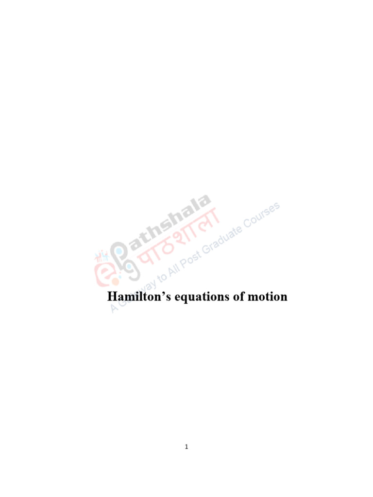 Hamilton's Equations of Motion | PDF