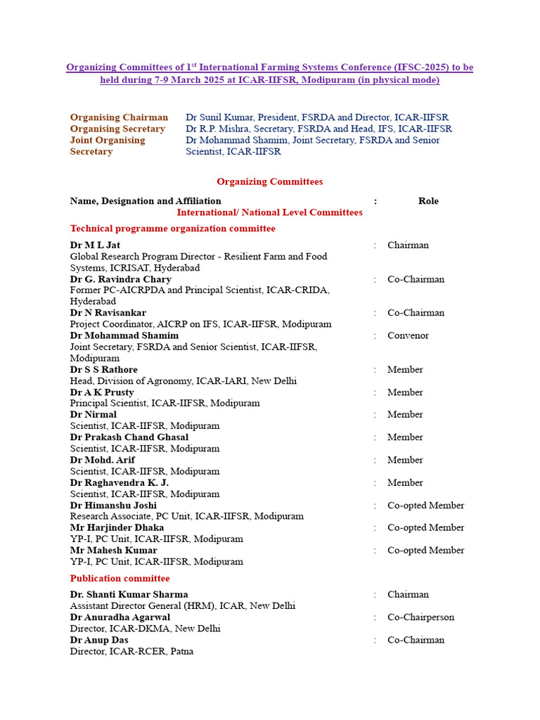 Organizing Committees - Ifsc2025 | PDF