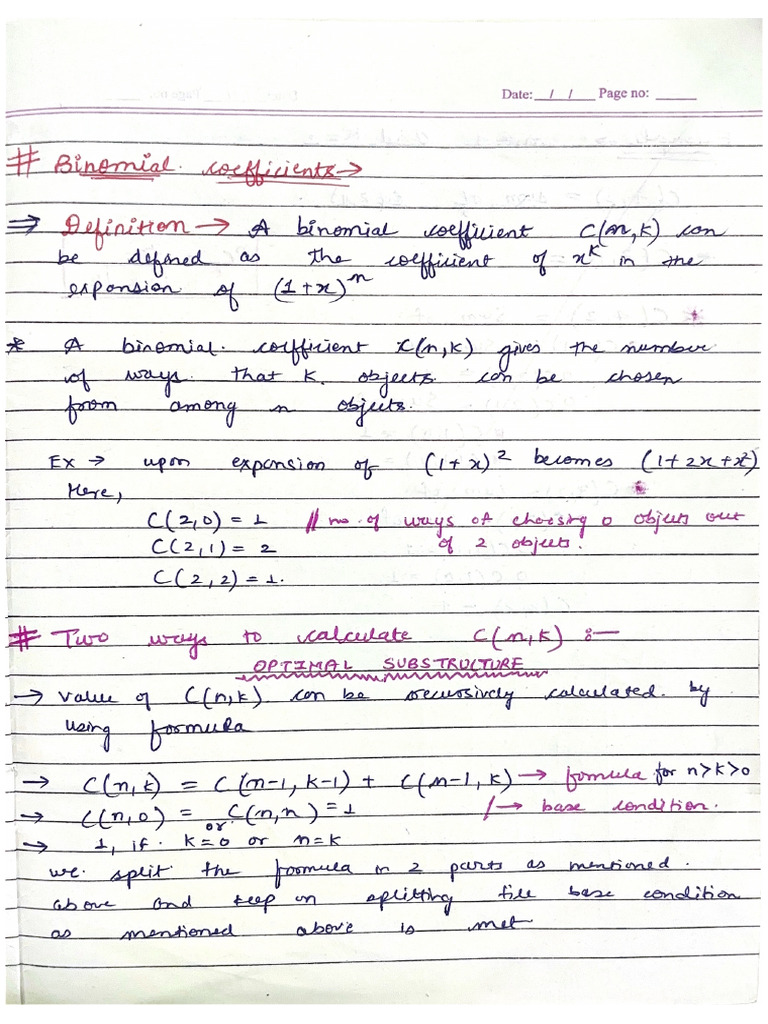 Binomialcoefficients | PDF