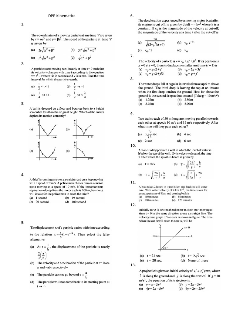 KINEMATICSDPP | PDF | Science & Mathematics | Technology & Engineering