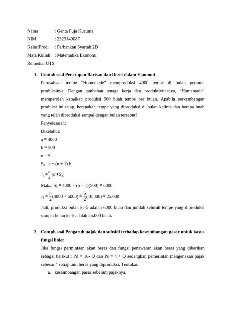 Remedial Uts Genta Puja Kusuma | PDF