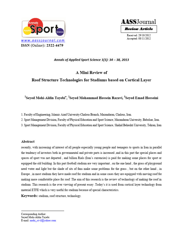 Roof Structure Technologies For Stadiums Based On Cortical Layer | PDF