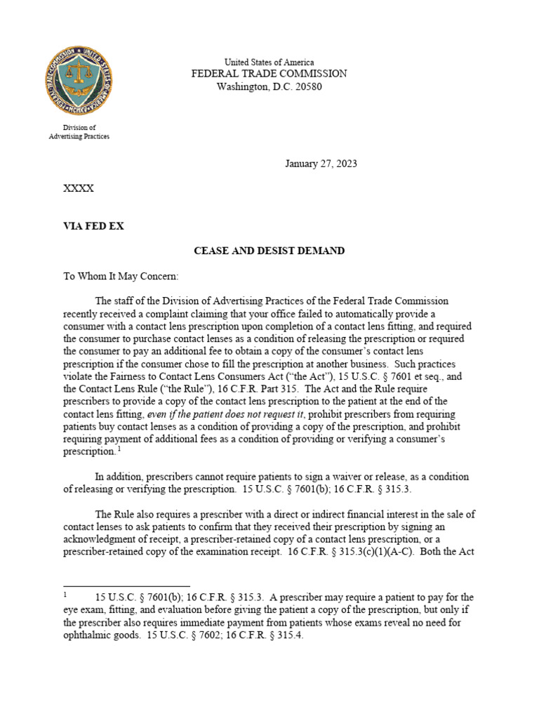 Template Letter Contact Lens | PDF | Contact Lens | Complaint