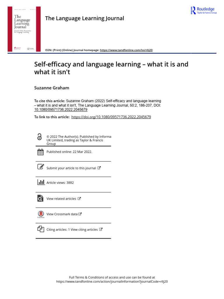 Self-Efficacy and Language Learning - What It Is A | PDF | Self Efficacy | Motivational