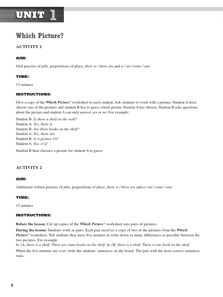 Extra Activities Unit 1 Book 2 | PDF