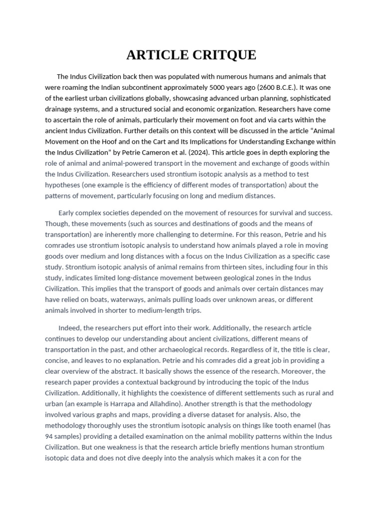 Article Critque | PDF | Civilization | Methodology