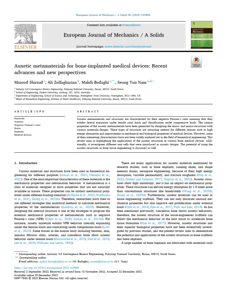 Auxetics For Bone Implanted Medical Devices | PDF | Tissue Engineering ...
