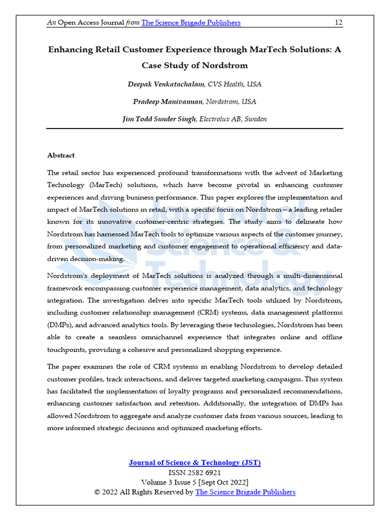 Enhancing Retail Customer Experience Through Martech Solutions: A Case ...