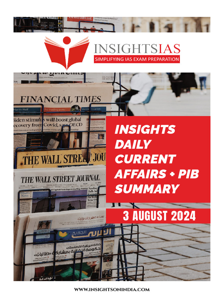 Daily Current Affairs PIB Summary 3 August 2024 | PDF | Politics