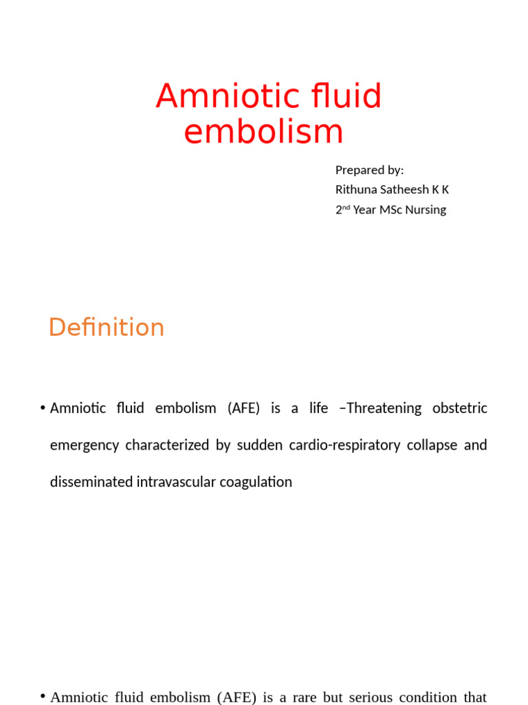 Amniotic Fluid Embolism | PDF | Childbirth | Heart