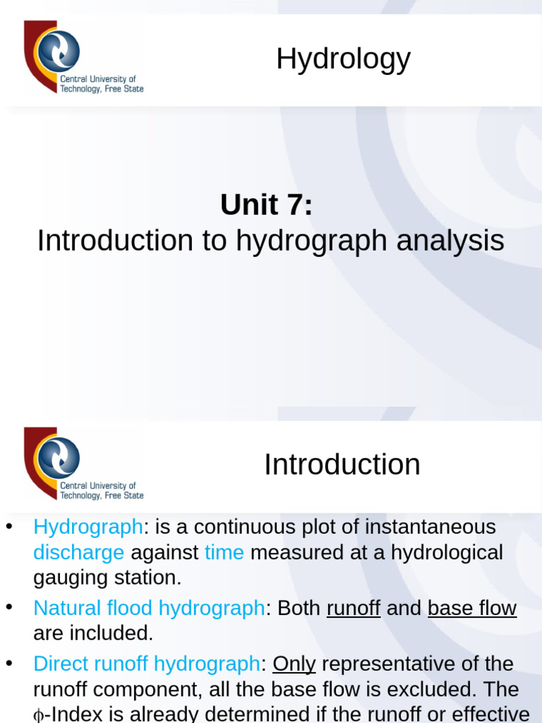Unit 7-Introduction to hydrograph analysis | PDF | Stream | Discharge (Hydrology)