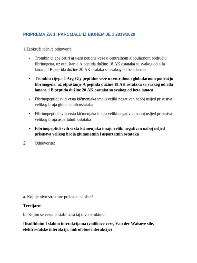 Pitanja BIOHEMIJA 1 1 | PDF