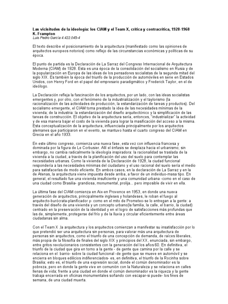CIAM y Team X: Evolución arquitectónica | PDF | Ideologías | Política ...