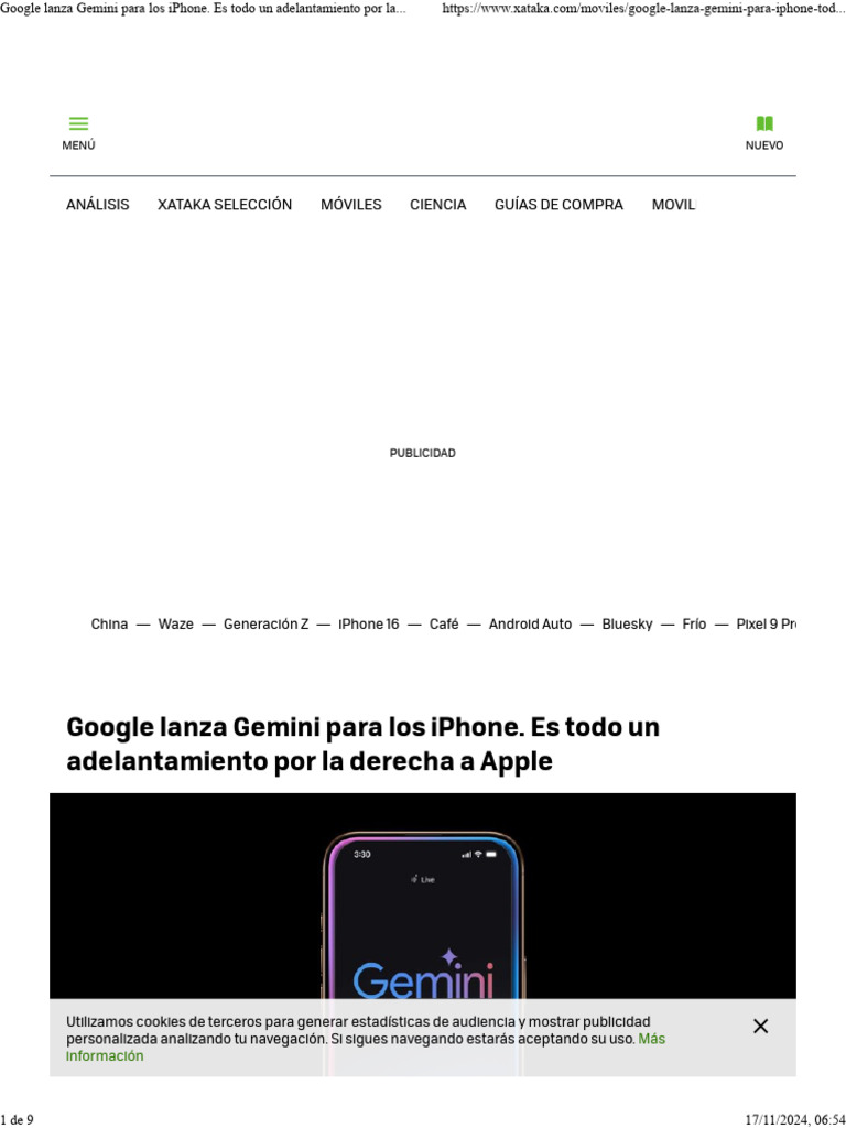 Google Lanza Gemini para Los Iphone. Es Todo Un Adelantamiento Por La Derecha A Apple | PDF ...