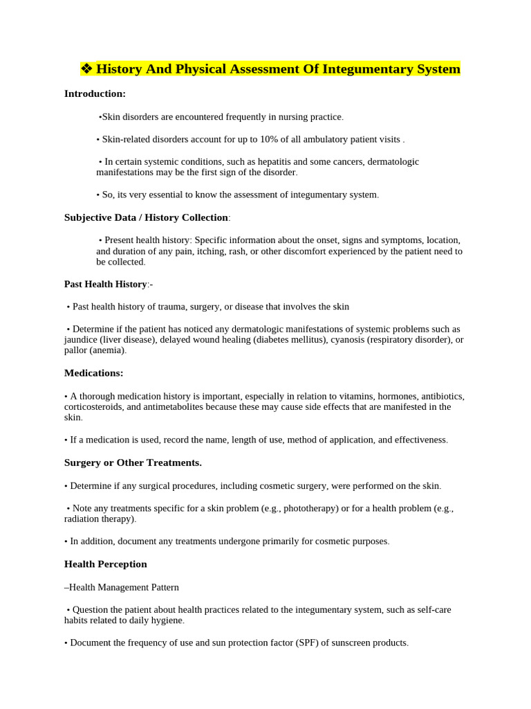 Integumentary System Assessment Guide | PDF | Hallucination | Surgery
