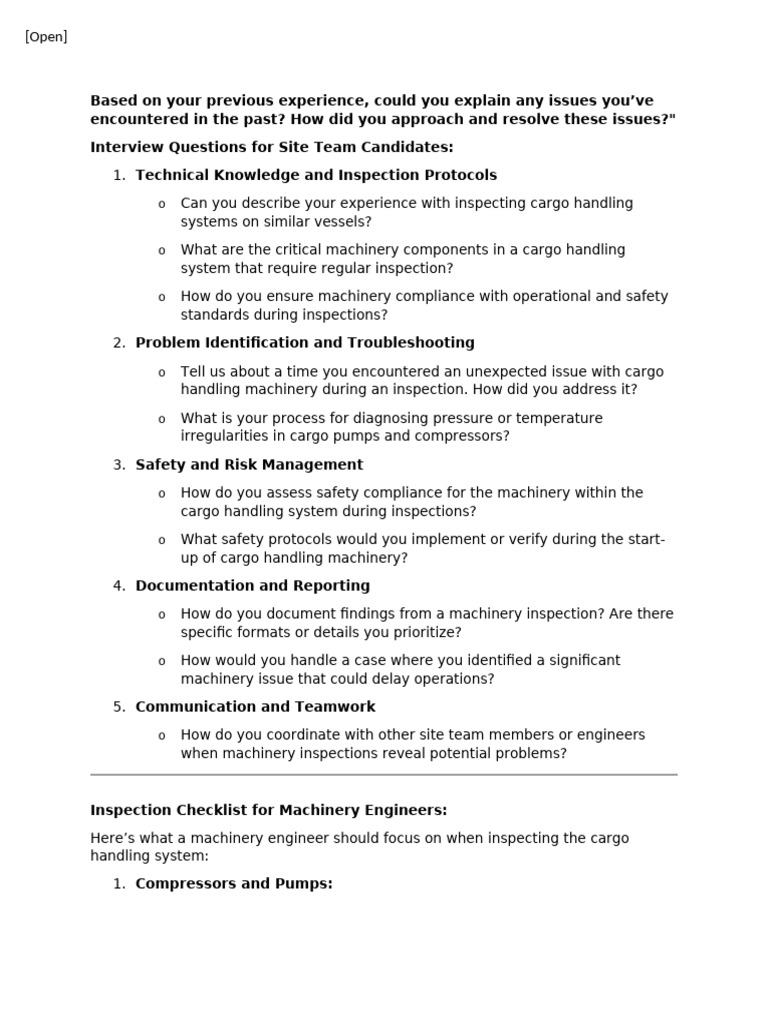 Interview Question - Machinery Inspector | PDF | Valve | Mechanical ...