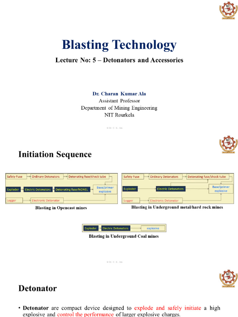 Lecture 5 - Detonators and Accessories | PDF