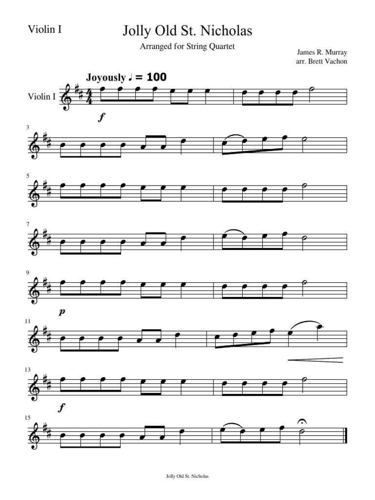 Jolly Old St. Nicholas-Violin I | PDF