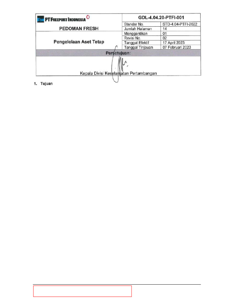 Pedoman Pengelolaan Aset Tetap PTFI | PDF