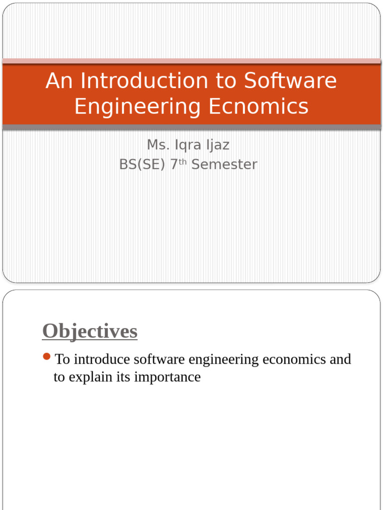 An Introduction To Software Engineering Ecnomics | PDF | Engineering | Software