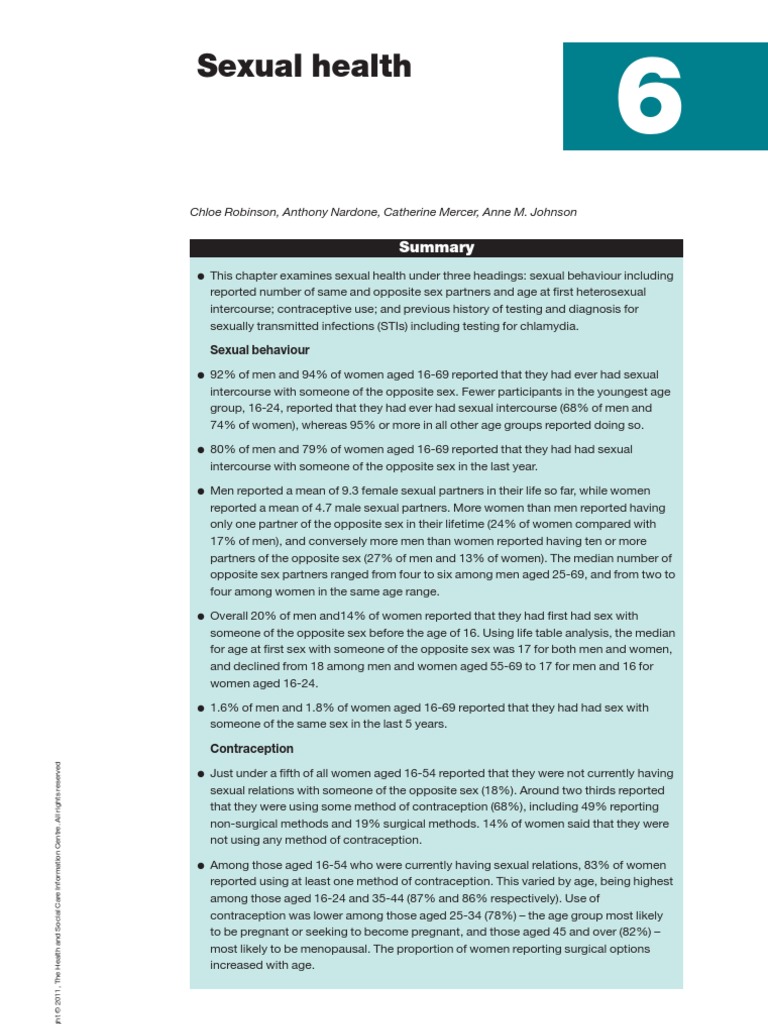 HSE2010 Ch6 Sexual Health | PDF | Sexually Transmitted Infection ...