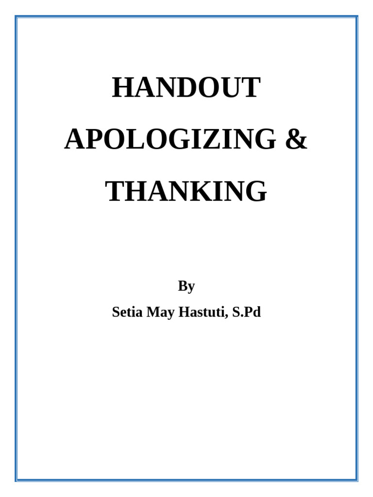 Handout Kelas 7 Apologizing&thanking | PDF