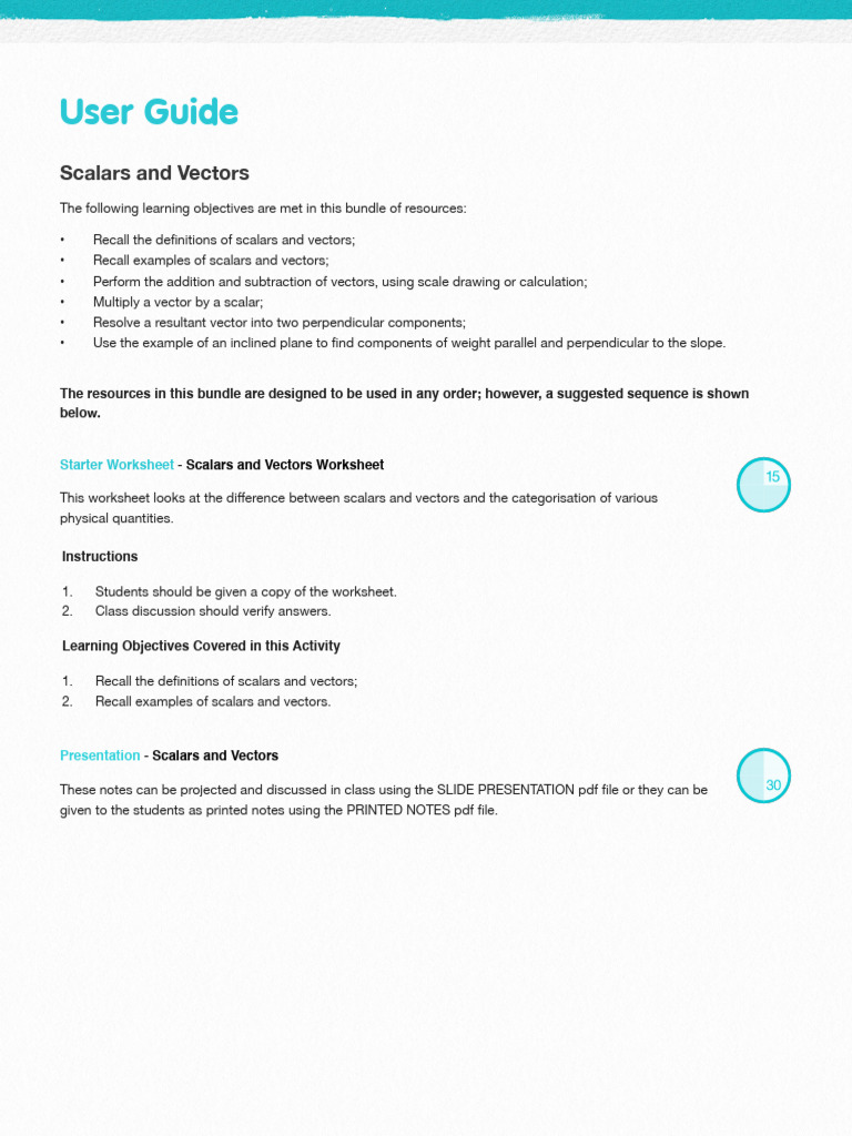 1.1.2 - Scalars and Vectors - LESSON PLAN | PDF | Teaching Methods ...