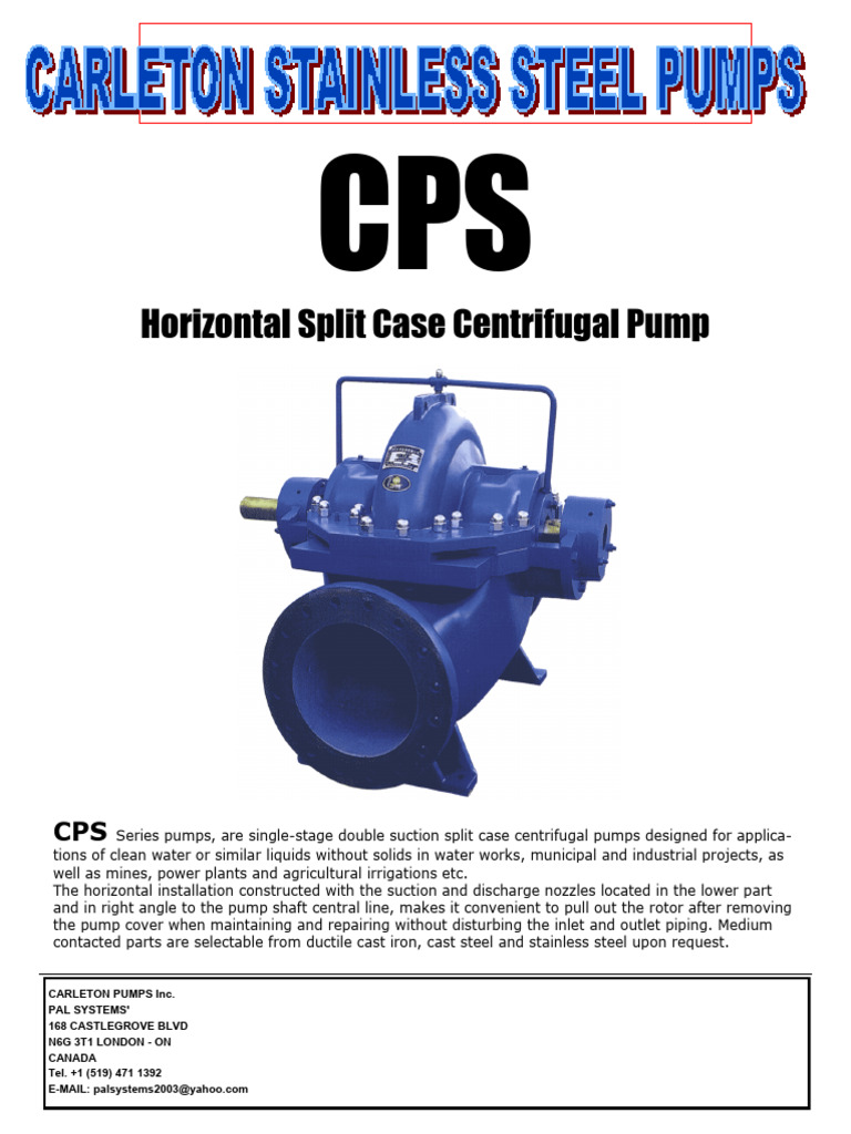 CPS Split Case Centrifugal Pump | PDF | Pump | Bearing (Mechanical)