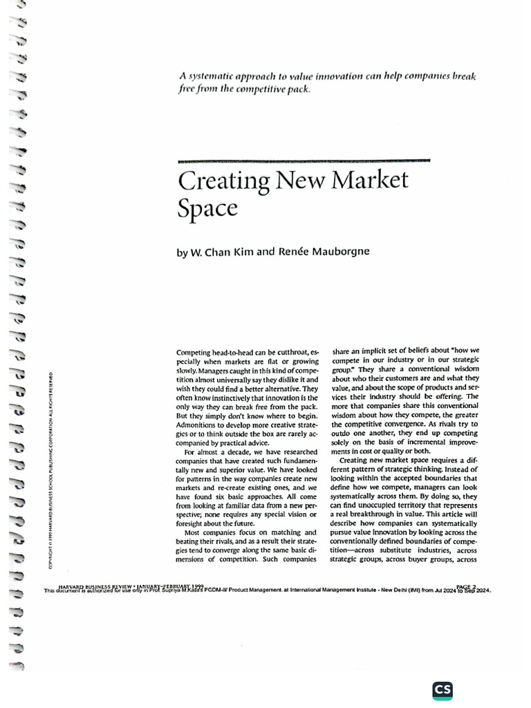 Creating A New Market Space | PDF