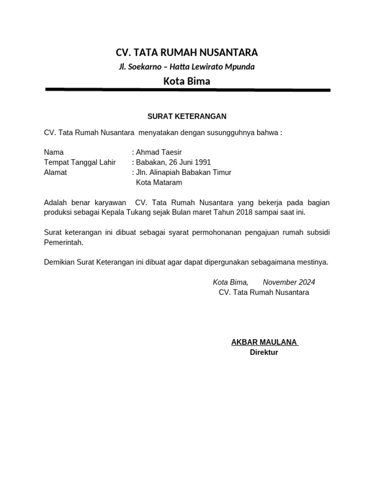 Cv. Tata Rumah Nusantara | PDF