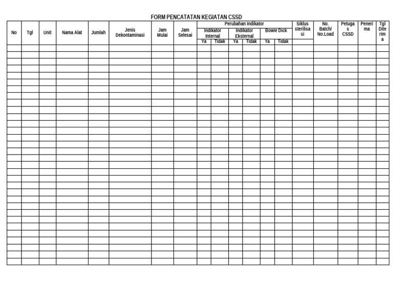 Form Pencatatan CSSD | PDF