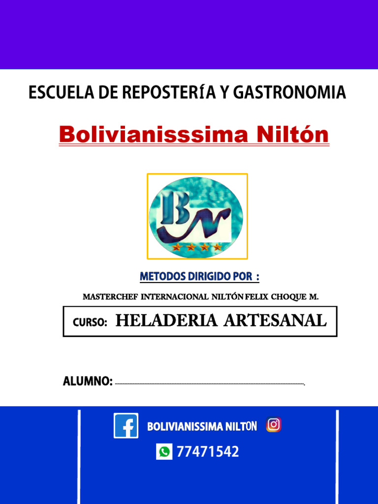 RECETARIO DE HELADERIA ARTESANAL Derechos Reservados de La Escuela de ...