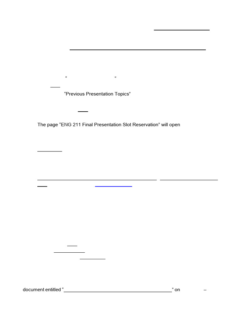 ENG 211 Final Presentation Guidelines | PDF | Career & Growth | Language Arts & Discipline