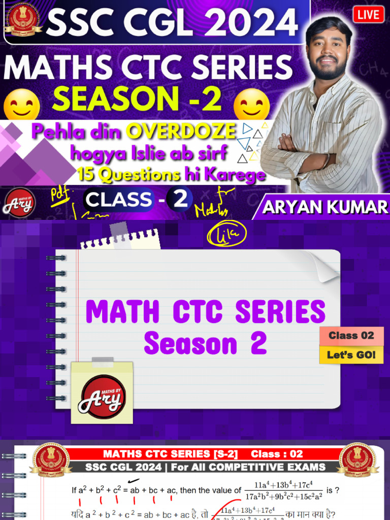 Maths CTC (S-2) Class 2 by ARYAN KUMAR (CLASSNOTES) | PDF | Ratio ...