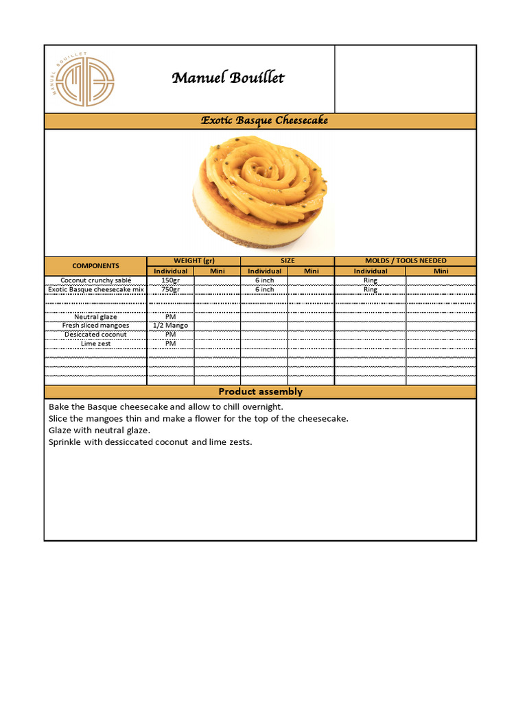 Exotic Basque Cheesecake Recipe | PDF | Cheesecake | Custard
