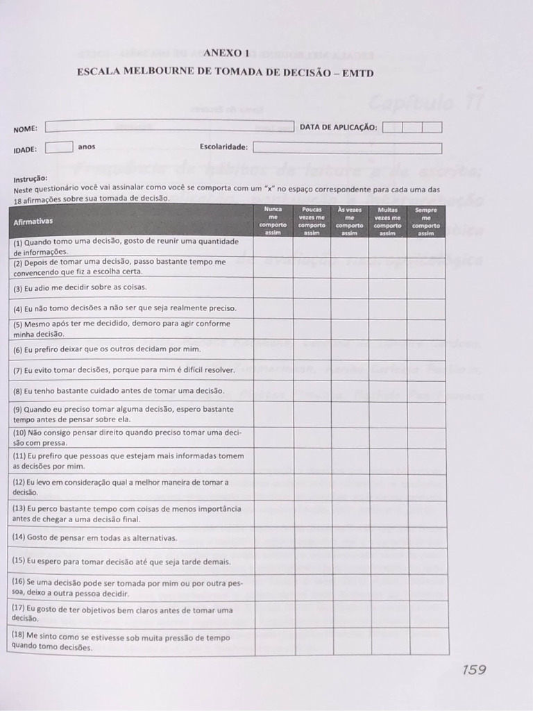 Escala MELBOURNE Tomada de Decisao | PDF